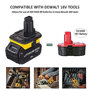 Lilocaja Replace 2 Pack DCA1820 Dewalt 20V Battery Adapter for Dewalt 18V Tools, Convert Dewalt 20V Max XR Lithium Battery DCB203 DCB205 to Dewalt 18V XRP NiCd NiMh Battery DC9098 DC9096