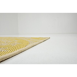 Unique Loom Outdoor Botanical Collection Area Rug - Medallion (4' 1" x 6' 1" Rectangle, Yellow/ Beige)
