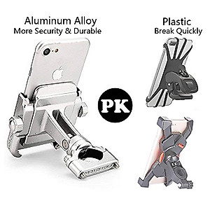 2022 vicelecus Motorcycle Phone Mount, Adjustable Anti Shake Metal Bike Phone Holder for iPhone 13 Plus Samsung Galaxy S21 S20 S10 GPS Silver