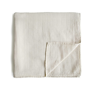 mushie Muslin Baby Swaddle Blanket | 100% Organic Cotton (Fog)
