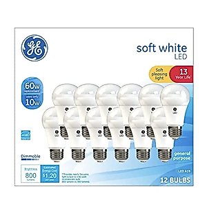 GE Soft White 60 Watt Replacement LED Light Bulbs, General Purpose, Dimmable Light Bulbs (Soft White, 12 Pack) (12)