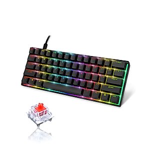 VIMUKUN 60% Mechanical Gaming Keyboard,RGB Backlit Wired Ultra-Compact Mini Keyboard, Waterproof 61 Keys Keyboard with Red Switch for Windows Laptop/PC/Mac