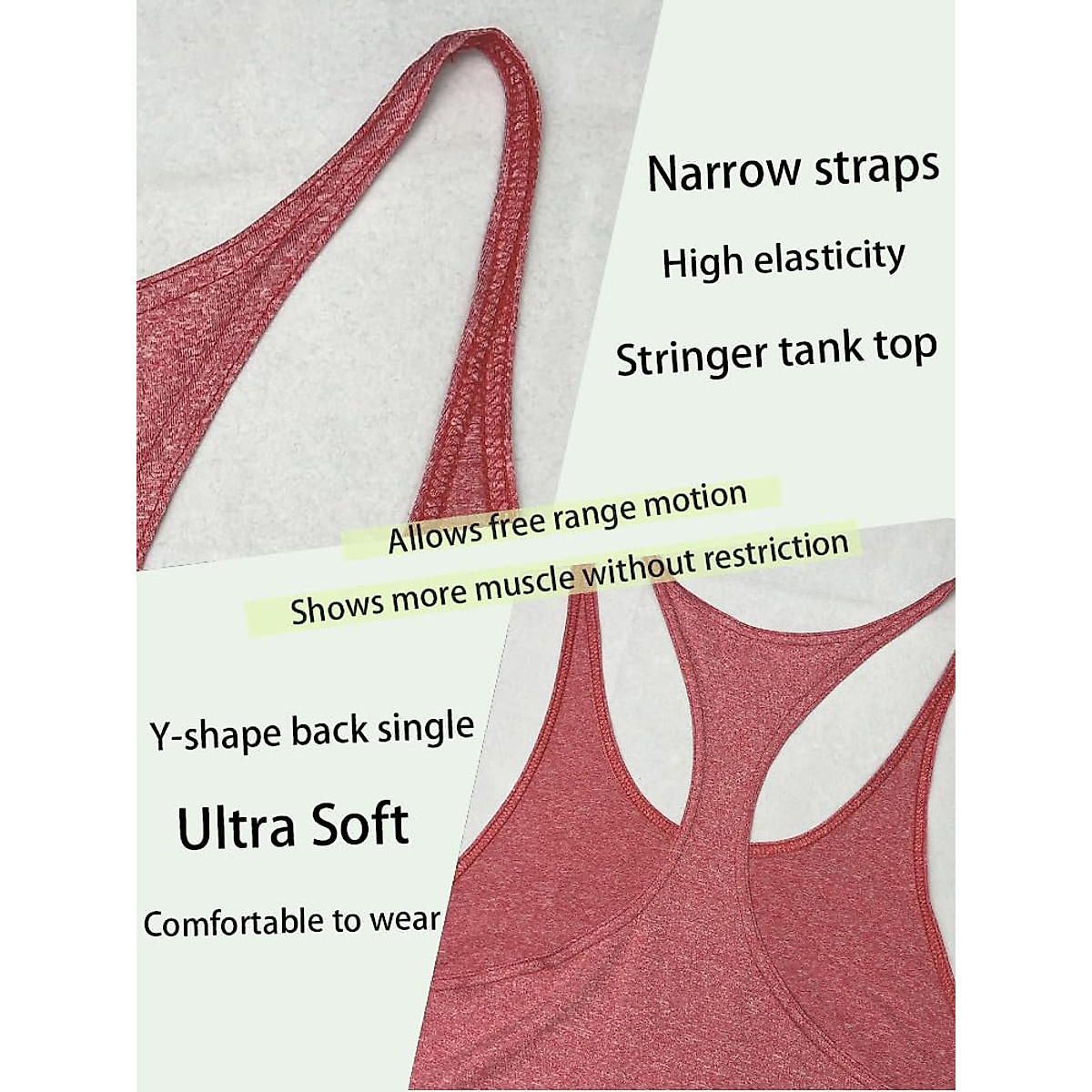 Aitrepeo Stringer Bodybuilding Tank Tops Low Cut Off Gym Workout Training Stretch Polyester Quick Dry T Shirts/Green/Pink/M