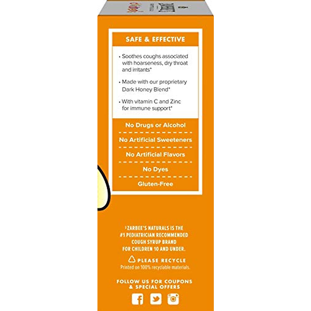 Zarbee's Naturals Children's Cough Syrup with Dark Honey, Natural Cherry Flavor, 4 Ounce Bottle