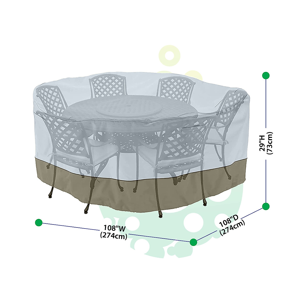 monsoon Large 108 in. Round Patio Table with Chairs Cover 108L x 108W x 29H