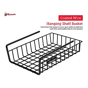 Hornady Hanging Shelf Document Basket, 96012 - Coated Wire Basket Maximizes Storage for Documents, Gun Accessories, & Ammo - Easy Access Under Shelf Storage for Gun Safes - Holds Up to 40 Pounds