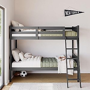 Storkcraft Caribou Twin-over-Twin Bunk Bed (Gray) – GREENGUARD Gold Certified, Converts to 2 individual twin beds
