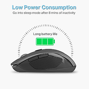 E-YOOSO Wireless Mouse, USB Cordless Computer Mouse, 18 Months Battery Life, 6 Button Wireless Mouse, 5 Adjustable DPI, 2.4G Portable Wireless Optical Mice for Windows, Mac, Linux, Chromebook(Black)