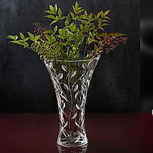 Lorren Home Trends Crystal Laurus Vase 11"-Made In Italy