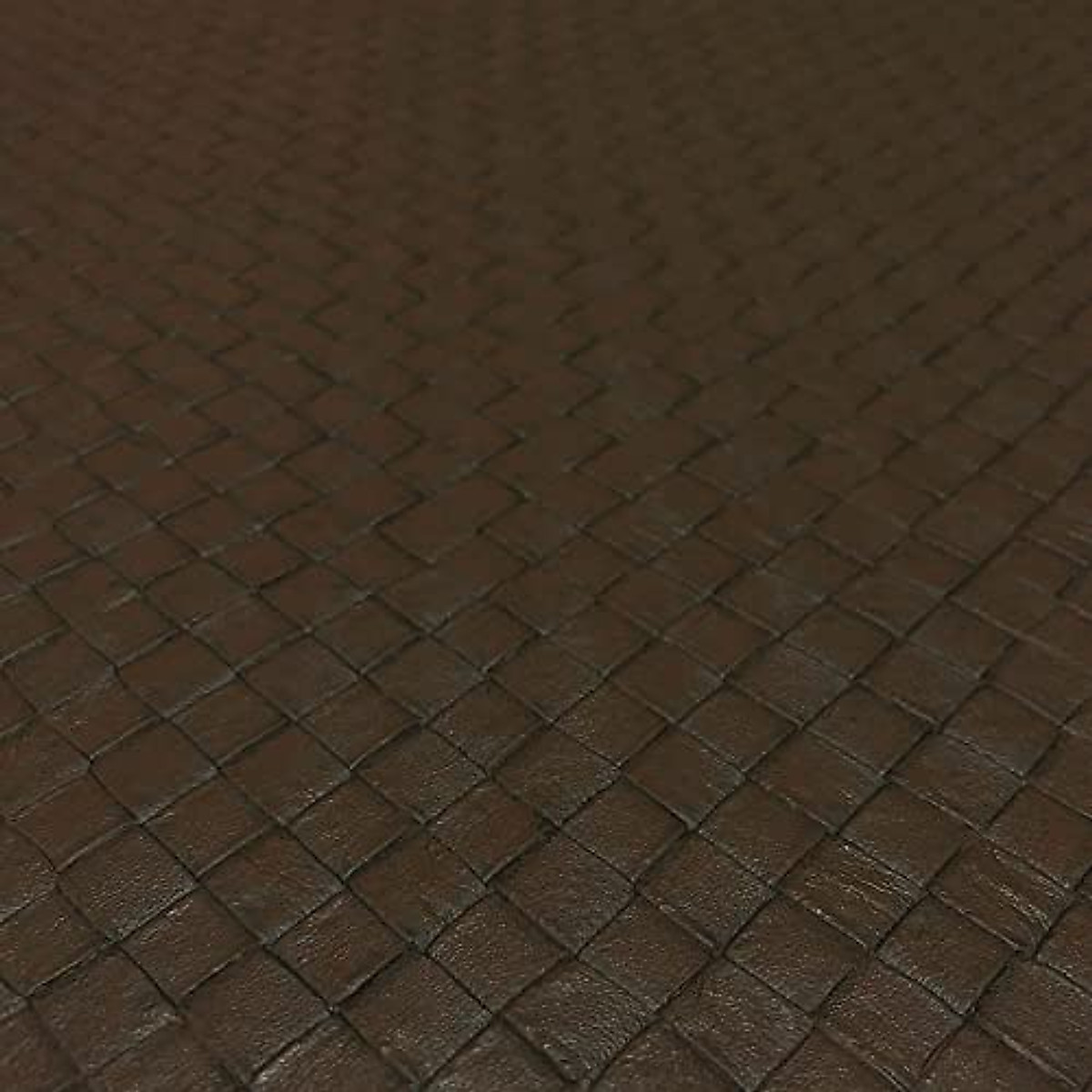 Woven Faux Leather Fabric, Embossed Soft Basketweave Vinyl, Textured Crafts DIY and Upholstery Pleather Sheets - Cut by The Yard (Brown)