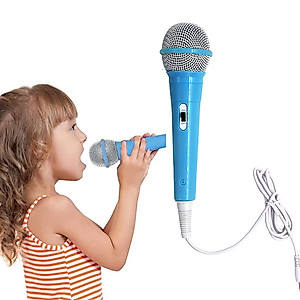 JIANWEI Wired Microphone for Kids, Kids Wired Dynamic Singing Mechine Lightweight 3.5mm Jack Handheld Dynamic Microphone for Kids Singing(Blue)