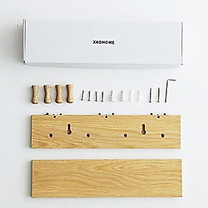 XAOHOME Wall Mount Coat Rack with Shelf, Sturdy Wooden Floating Shelf with Hooks Save Your Indoor Space, New Ingenious Fasteners Make The Wall Coat Hanger Easy to Install(Yellow)