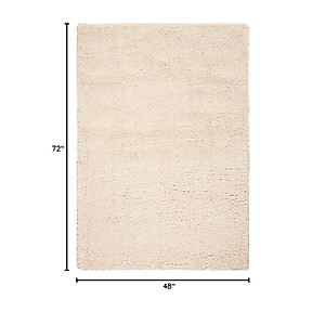 SAFAVIEH Fontana Shag Collection 4' x 6' Cream FNT800B Solid Non-Shedding Living Room Bedroom Dining Room Entryway Plush 2-inch Thick Area Rug
