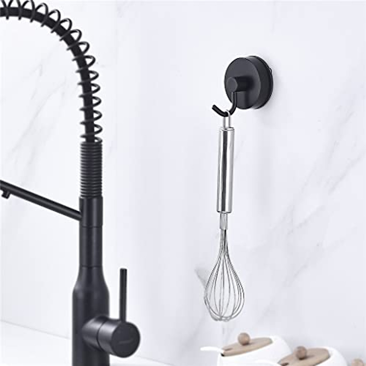 WODMB 4 PCS Black Vacuum Suction Cup Hook Punch-Free Wall Hangers Towel Keys Coat Shower Hook Home Bathroom Accessories (Color : D, Size : 1)