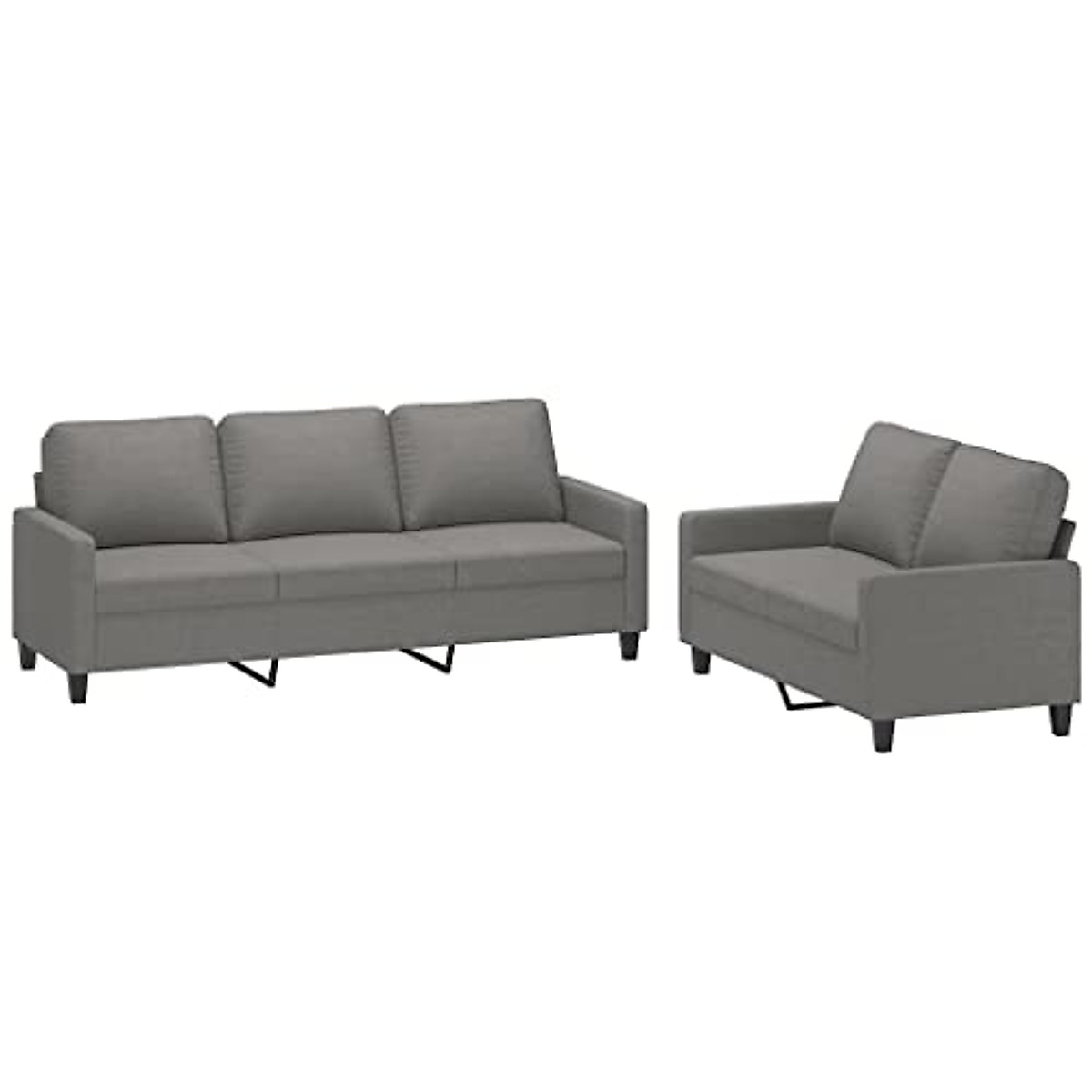 vidaXL Sofa Set 2 Piece with Cushions Living Room Seating Upholstered Leisure Sofa Couch Settee Armchair Furniture Dark Gray Fabric
