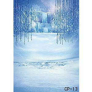 LYWYGG 6X8FT Ice and Snow White World Photography Backdrops Background Christmas Winter Frozen Snow Ice Crystal Pendant World for Children Photo Studio Props Backdrop CP-13-0608