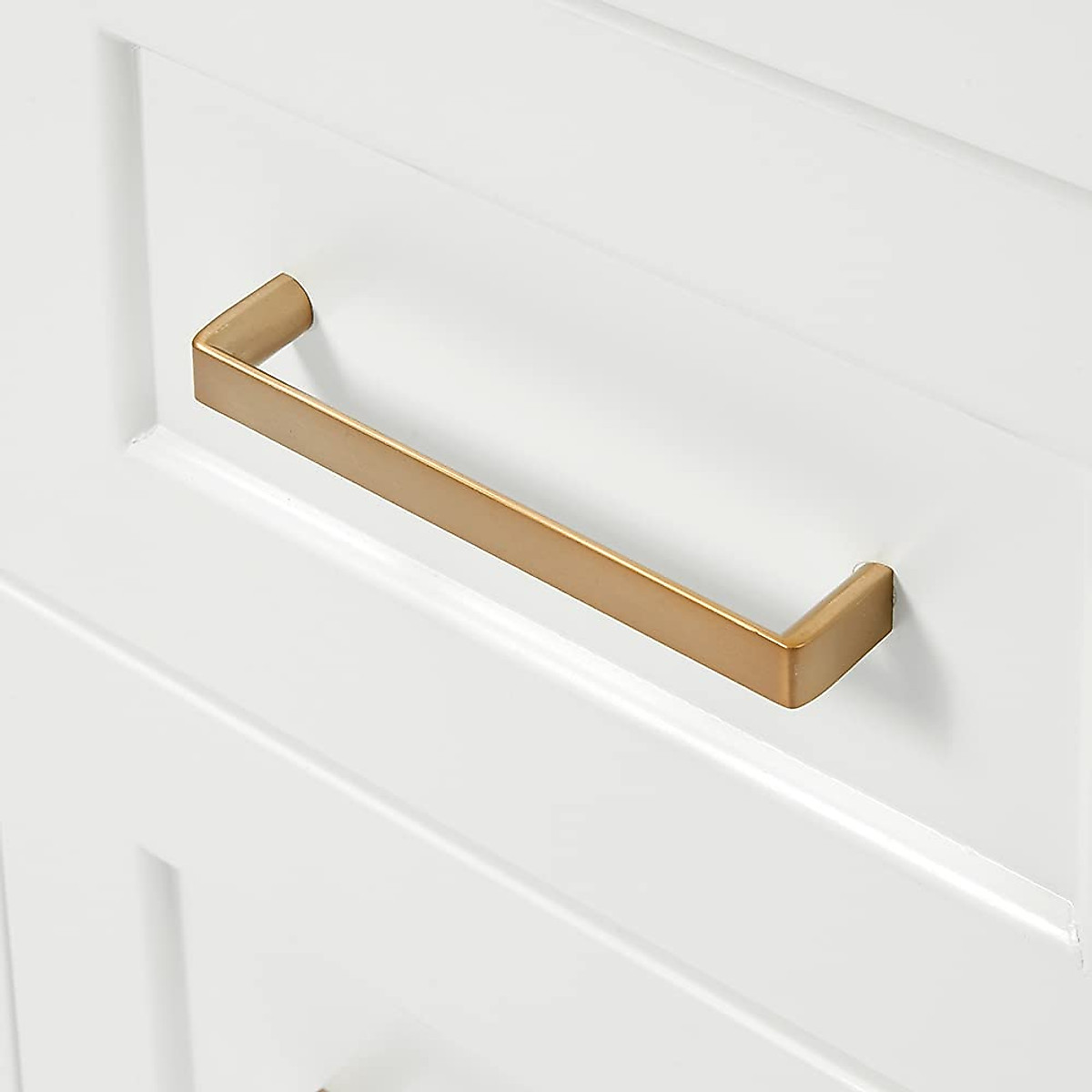 ARIEL 73" White Double Vanity, 1.5" Edge Pure White Quartz Countertop & Splash, Rectangular Sink, 4 Soft Closing Doors, 6 Full Extension Dovetail Drawers, Toe Kick, Satin Brass