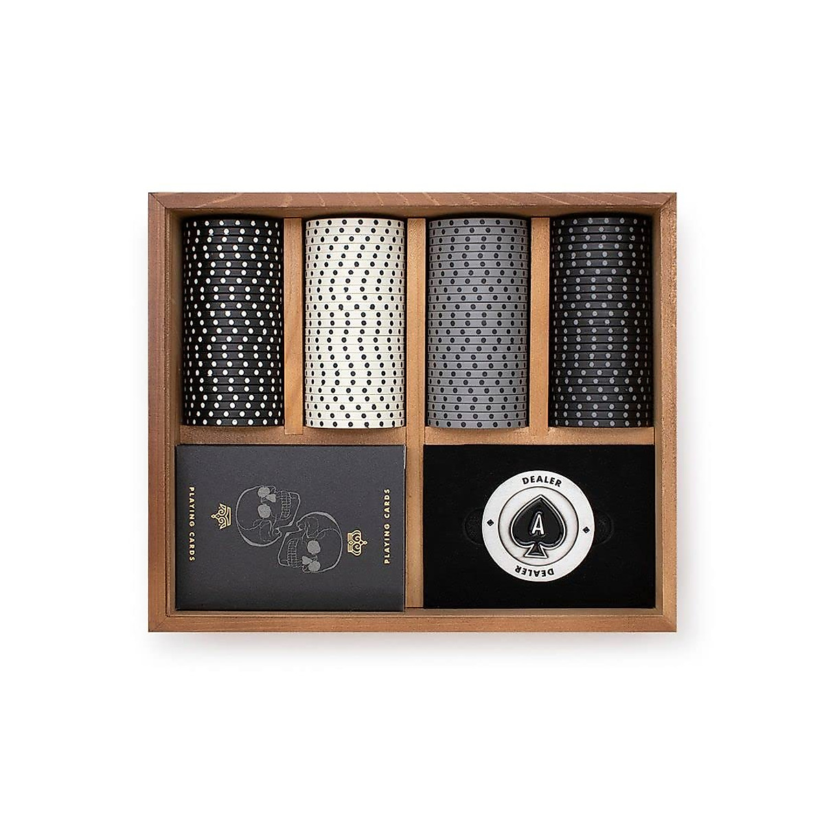 Iron & Glory | Poker Set | Luxury Poker Chips & Poker Cards Set With Wooden Case | Poker Table Accessories | Playing Cards & Casino Games For Game Night | Travel Card Games & Portable Camping Games