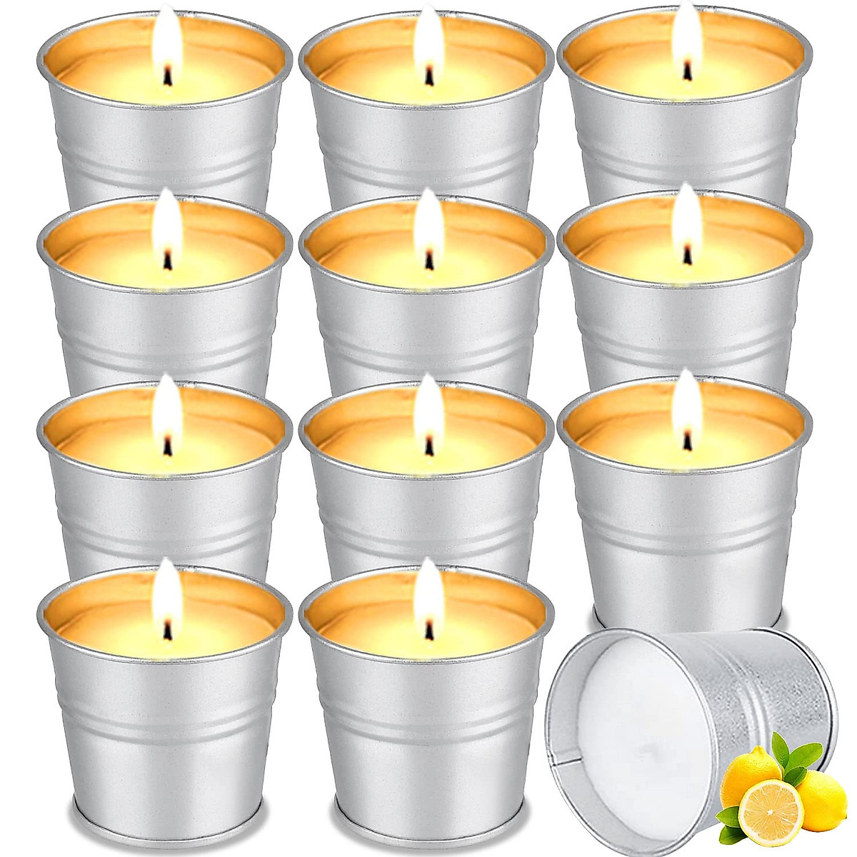 Citronella Candles Outdoor 12 Pack - 160 Hours Burn 100% Natural Soy Wax Candles Set for Home Garden Patio Camping Picnic, Scented Candles Gifts Women Wedding Birthday Christmas Housewarming Gift