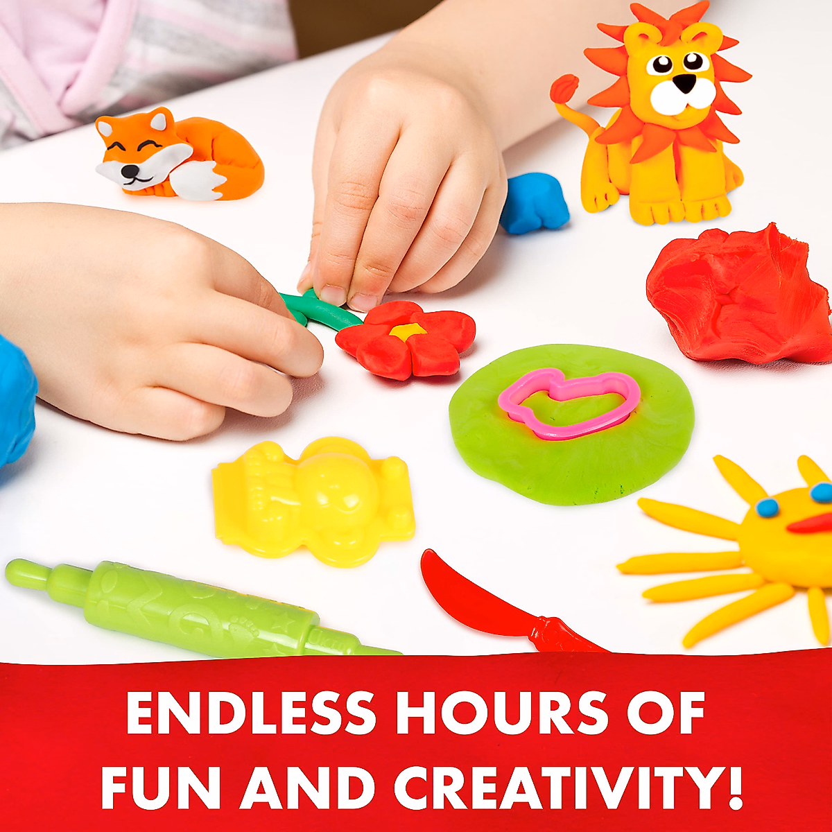 Air Clay Fun Activity Bucket - 15 Vibrant Colors and 5 Modeling Tools - Air Dry Clay for Kids - Soft Molding Clay for Kids - DIY Sculpting Art Craft Supplies Kits Gift - Magic Clay for Kids Ages 6+