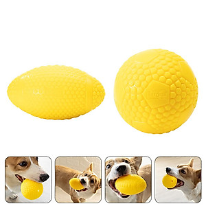 Yustery 2Pcs Dog Squeaky Balls Toys Plastic Rugby Football Toys Interactive Dog Toys Dog Bite Toys