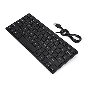 Wired Gaming Keyboard, Universal Mini USB Wired Silent Ultra-Thin 78 Keys Keyboard for Desktop Computer Laptop PC(Black)