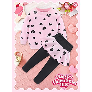 BOMDEALS Adorable Cute Toddler Baby Girls Clothes Set,Long Sleeve T-Shirt +Pants Outfit(Age(5T), Pink)