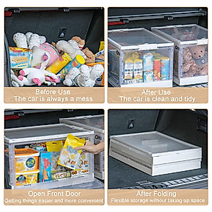 Stackable Storage Bins, 48.7 QT Closet Organizers and Storage, Collapsible Clear Storage Bins with Lids and Wheels for Bedroom Toy Storage Bins Pantry Storage Organizer Bins