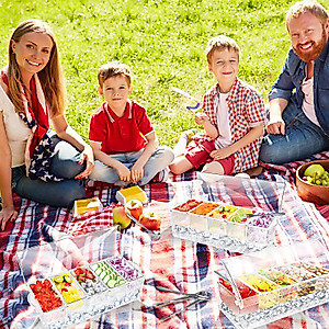 FODIENS 5 Compartment Condiment Server, Ice Chilled Condiment Containers with Lid, Clear Condiment Caddy Serving Tray on Ice with 5 Serving Spoons 5 Fruit Forks 2 Serving Tongs