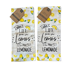 Lunch Money Set of 2 Lemons Themed Kitchen Towels Hand Towels Spring Towels Summer Towels - When Life Gives You Lemons Make Lemonade Towels