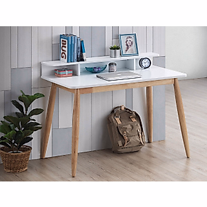 Roundhill Furniture Roskilde Storage Wood Office Desk, White