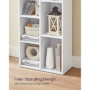 VASAGLE Bookcase, Bookshelf with 7 Compartments, Freestanding Shelves and Cube Organizer, for Display in Living Room, Bedroom, and Home Office, White