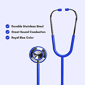 Classic Stainless Steel Stethoscope, Adult,Royal Blue, Latex Free