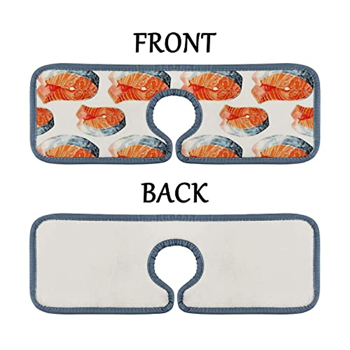 Kitchen Faucet Mats 2 Pieces Watercolor Salmon Faucet Sink Splash Guard Bathroom Counter and RV,Absorbent Faucet Counter Sink Water Stains Preventer