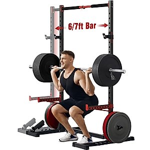 FLYBIRD Squat Rack with Pull-Up Bar, Adjustable Multi-Functional Power Rack, Inner Width Squat Rack Stand Suitable for 6FT,7FT Barbell for Home Gym Equipment