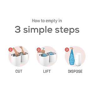 Angelcare - Nappy Disposal System - Includes 3 Round Refills - Push & Lock System
