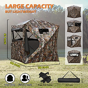 Your Choice Hunting Blind 3 Person 270 Degree See Through Ground Blinds for Deer Hunting Turkey Hunting, Deer Blind Turkey Blind Pop Up Hunting Tent, Hunting Gear Hunting Accessories, Camouflage