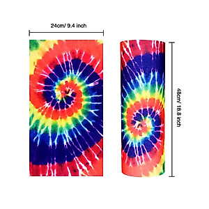 9 Pieces Hippie Tie Dye Bandana Headband Hippie Costume Set Hippie Non Slip Head Tie Hippie Neck Gaiter Gay Pride Rainbow Sun Protection Face Mask Balaclava for 60s 70s Hippie Accessories