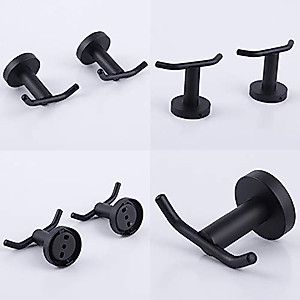 BEIGEEWY Matte Black Towel Coat Hook Bathroom Robe Hook SUS 304 Stainless Steel Wall Mounted Round Kitchen Heavy Duty Door Hanger 2 Pack