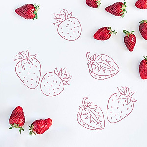 funlife 48 PCS DIY Self Adhesive Strawberry Wall Decals, Peel and Stick Nursery Kids Fruit Wall Stickers, Background Living Room Classroom Party Decoration, Girls Bedroom Wall Decor