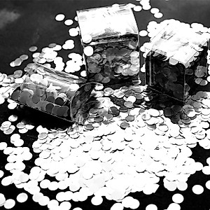 Sparkle Silver Metallic Foil Round Confetti Circle Dots Graduation Wedding Table Scatter Centerpieces Baby Shower Birthday Party Favors Decorations Celebrations, 60g