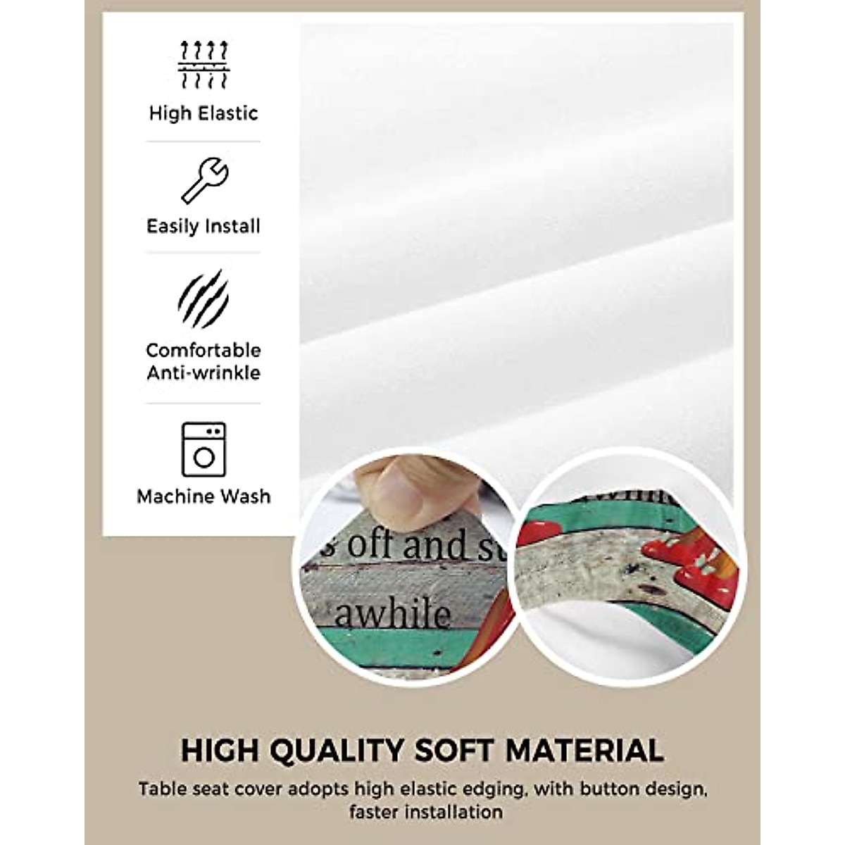 Chair Covers for Dining Room Set of 2, Removable Washable Office Chair Cover, Red High Heel Shoes on Colorful Wood Grain Background Chair Cushion Covers for Bar Stool Kitchen 13.4"-18"