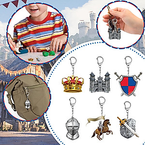 YYMYMGJ Medieval Knight Party Favors 12 PCS Medieval Knight Themed Acrylic Key Chains for Knight Costume Cosplay Crusader Knight Birthday Party Mardi Gras Ball Graduation Prom Decorations Supplies