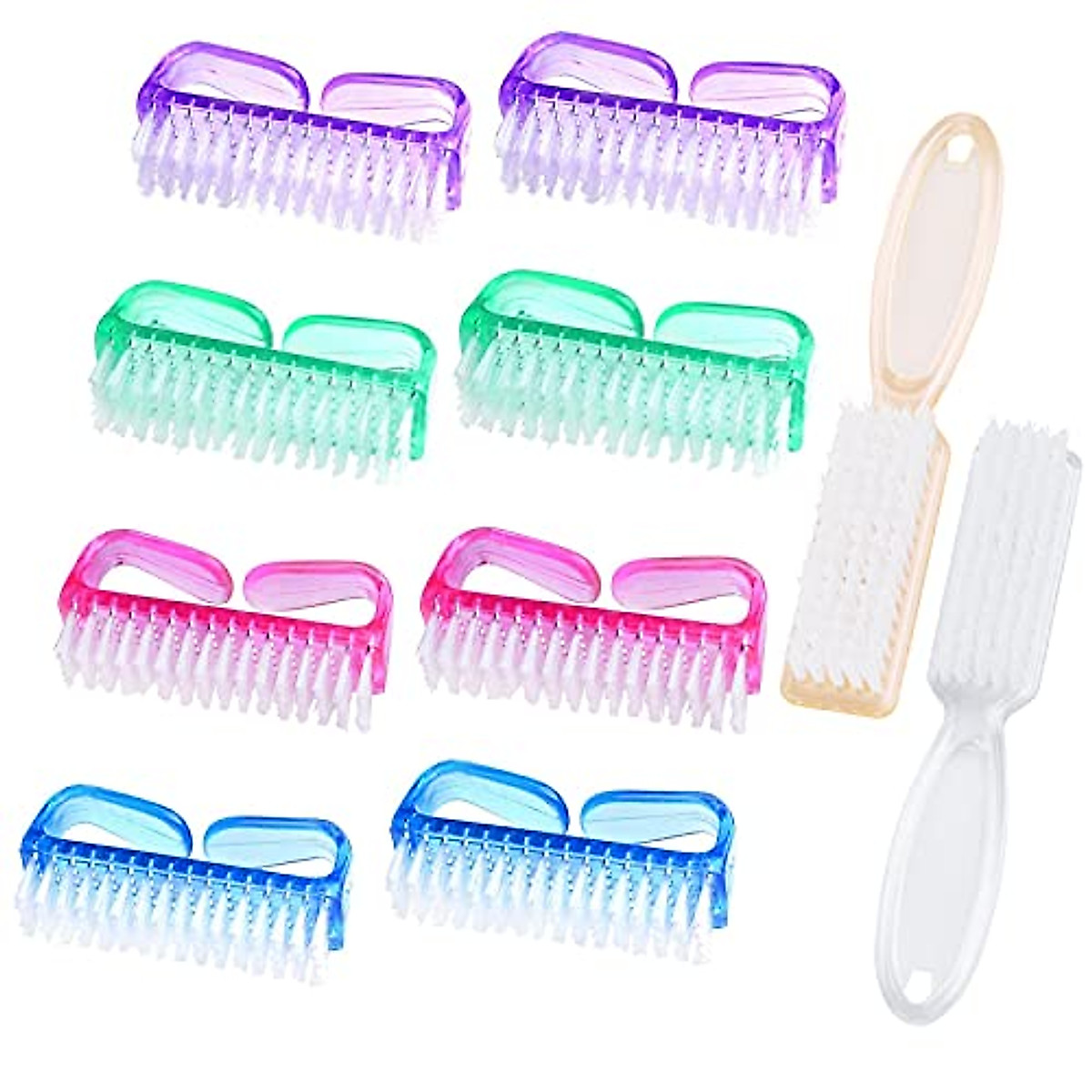 Handle Grip Nail Brush, Hand Fingernail Scrub Cleaning Brushes for Toes and Nails Cleaner, Pedicure Scrubbing tool kit for Men and Women 10 Pack (Multicolor)