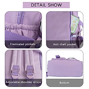 Stylifeo Kawaii Backpack with Cute Bear Plush Kawaii Pin Accessories Large Capacity Aesthetic School Bags Cute Bookbag for Girls Teen(Purple)