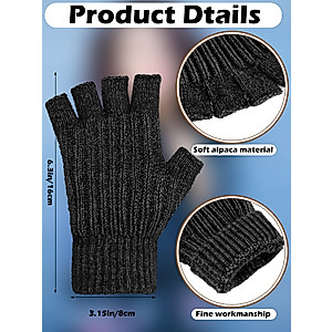4 Pairs Winter Fingerless Gloves Half Finger Gloves Knit Fingerless Gloves for Women Men Warm Stretchy Mittens for Winter (Black, Dark Blue, Dark Gray, Light Gray)