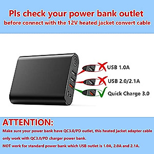 Wamlet Heated Jacket Adapter Charger USB Voltage Step Up Cable for Milwaukee, Dewalt, Snap-on, Metabo, Revean, Craftsman, AEG, Makita