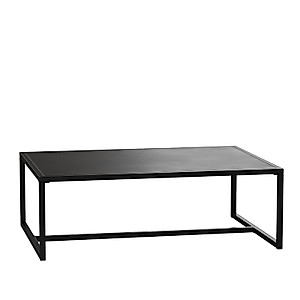 Flash Furniture Brock Commercial Grade Steel Modern Patio Coffee Table, Rectangular Outdoor Coffee Table with Textured Top and Square Leg Frame, Black