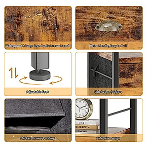 Homeiju 4 Tier Small Dresser for Bedroom with 2 Removable Drawers, Wood Small Drawers for Bedroom Entryway Hallway(Rustic Black and Brown)