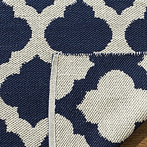SAFAVIEH Montauk Collection 3' x 5' Navy/Ivory MTK723H Handmade Trellis Cotton Area Rug